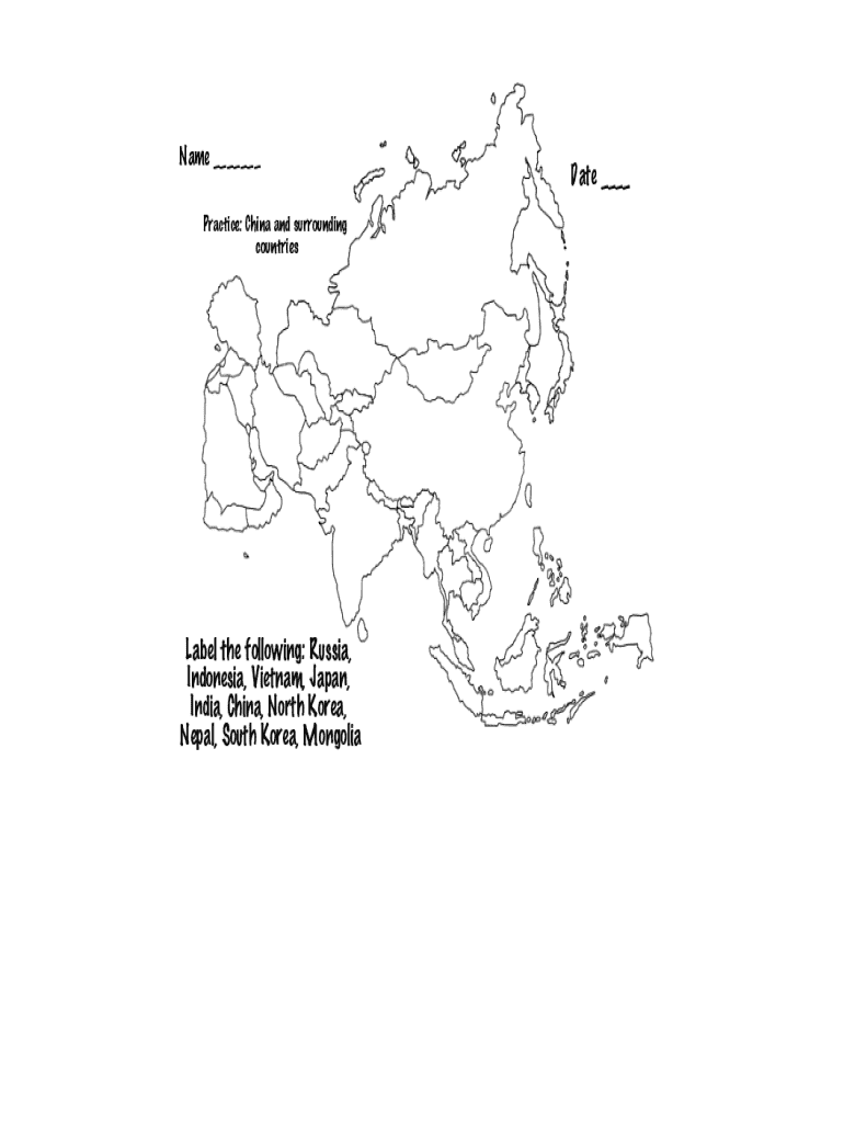 Fillable Online Label the following countries on the map below Fax ...