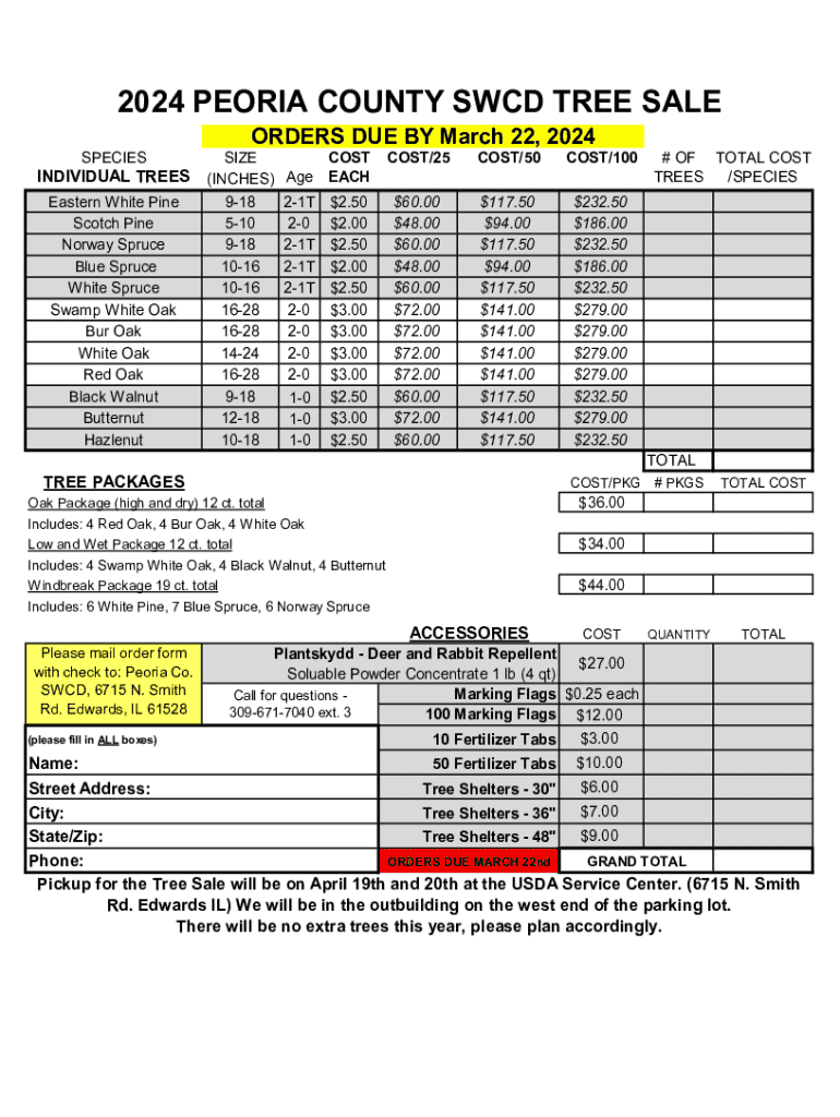 Fillable Online Arbor Green Tree Order Form 2024 Tree Program Fax Email ...