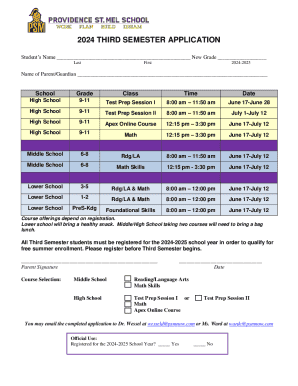 Fillable Online 2024 THIRD SEMESTER APPLICATION Fax Email Print - pdfFiller