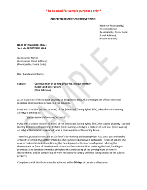 Fillable Online Sample - Order to Remedy Contravention. Sample of an ...