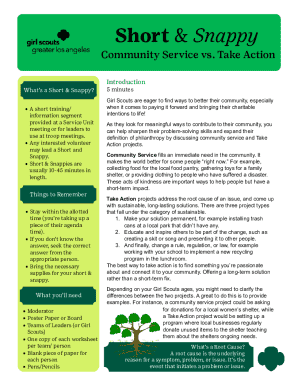Fillable Online Short & Snappy - Community Service vs. Take Action Fax ...