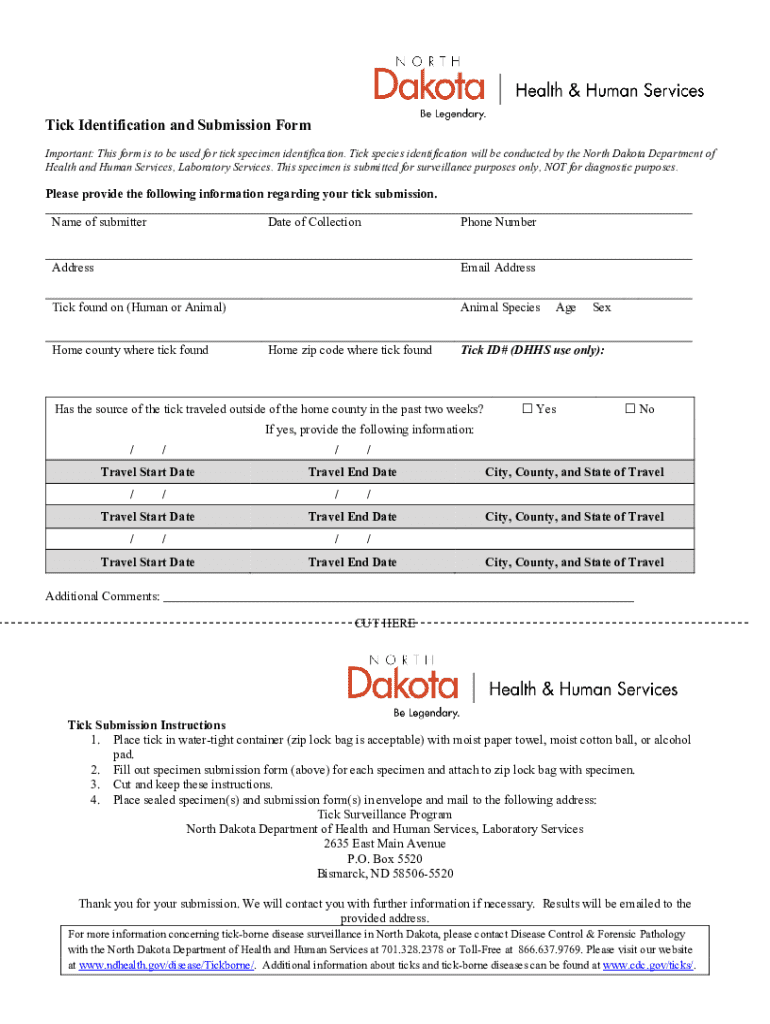 Fillable Online Submission Form for Tick Identification Fax Email Print ...