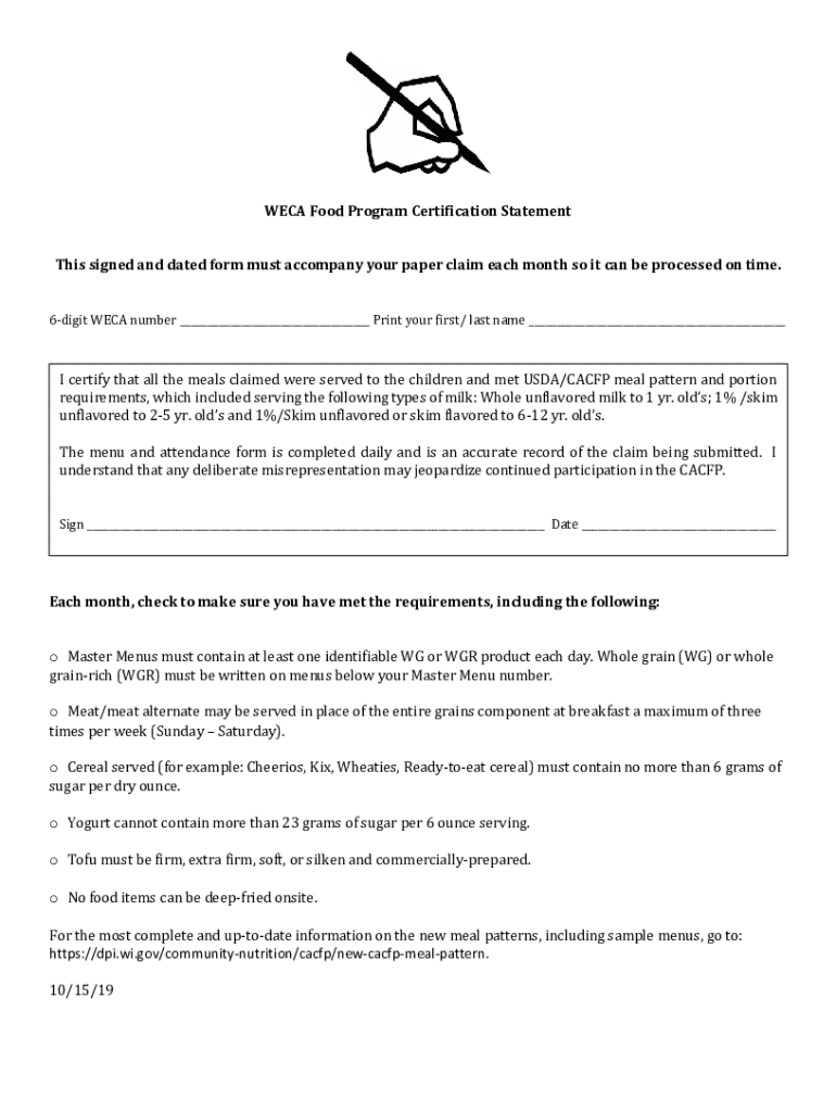 Fillable Online CACFP Online Claim Manual Child Care, Adult ... Fax ...