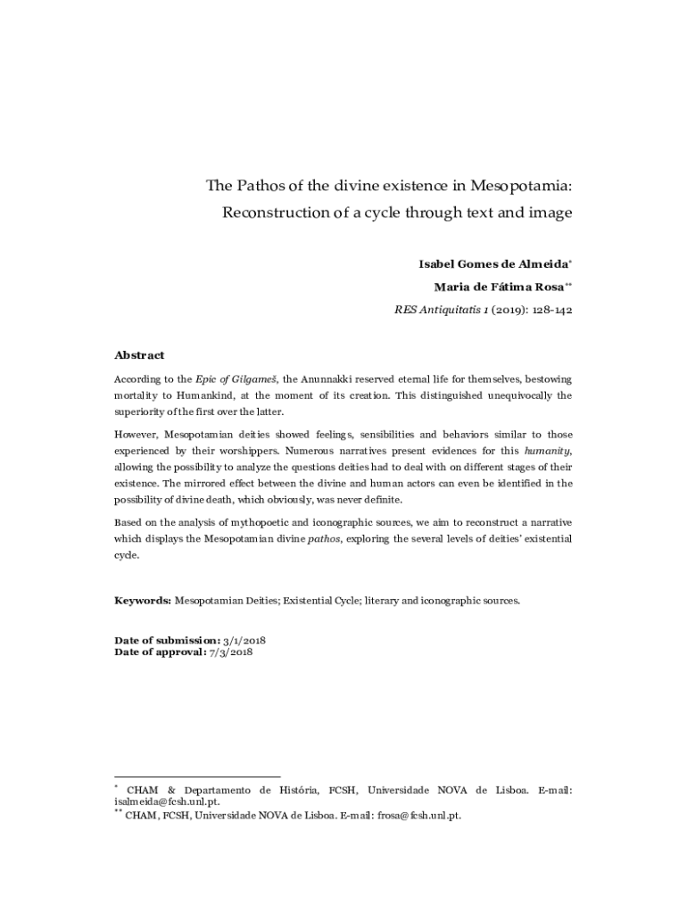 Fillable Online The Pathos of the divine existence in Mesopotamia Fax ...