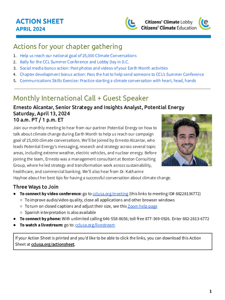 Fillable Online Actions for your chapter gathering - Pcomm.net Fax Email Print - pdfFiller