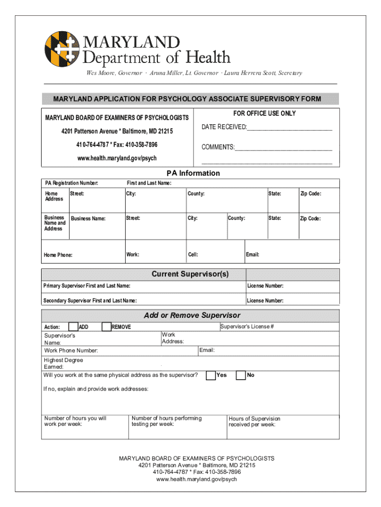 Fillable Online PA Information Current Supervisor(s) Add or Remove ... Fax Email Print - pdfFiller