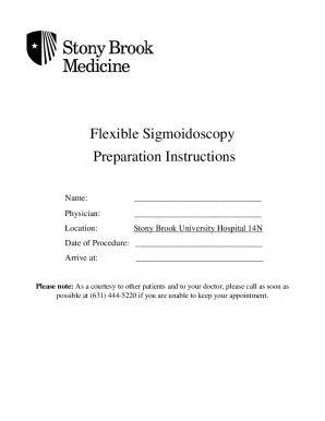 Fillable Online FLEXIBLE SIGMOIDOSCOPY: INSTRUCTIONS NAME Fax Email ...