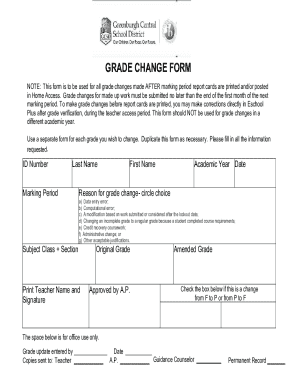 Fillable Online Grade change form Woodlands 24 Fax Email Print - pdfFiller