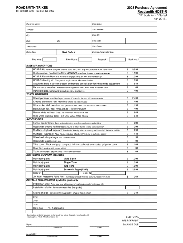 Fillable Online Harley-Davidson Softail R-Body Conversion Kits Fax Email Print - pdfFiller
