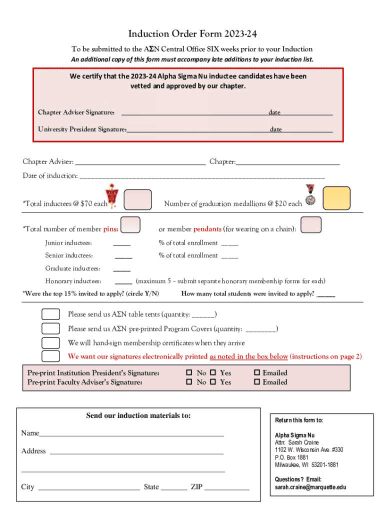 Fillable Online Induction Forms Fax Email Print - pdfFiller
