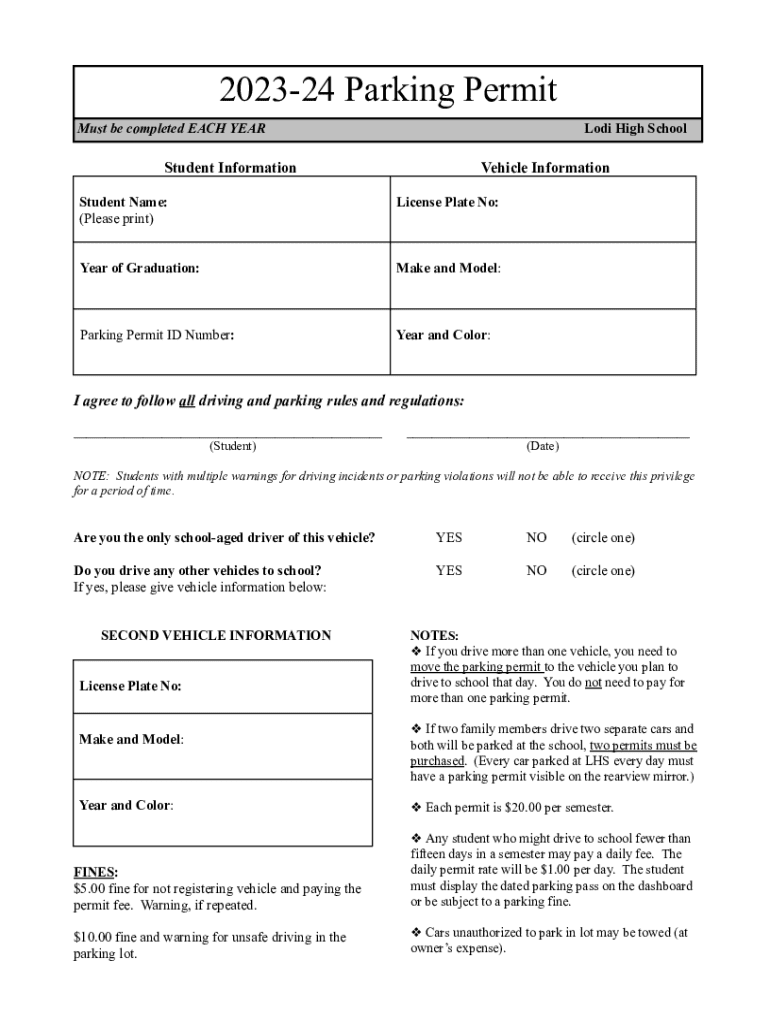 Fillable Online henry wise wood high school student parking application ...