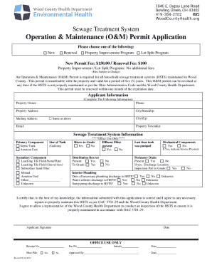 Fillable Online Operation & Maintenance (O&M) Permit Application Fax ...