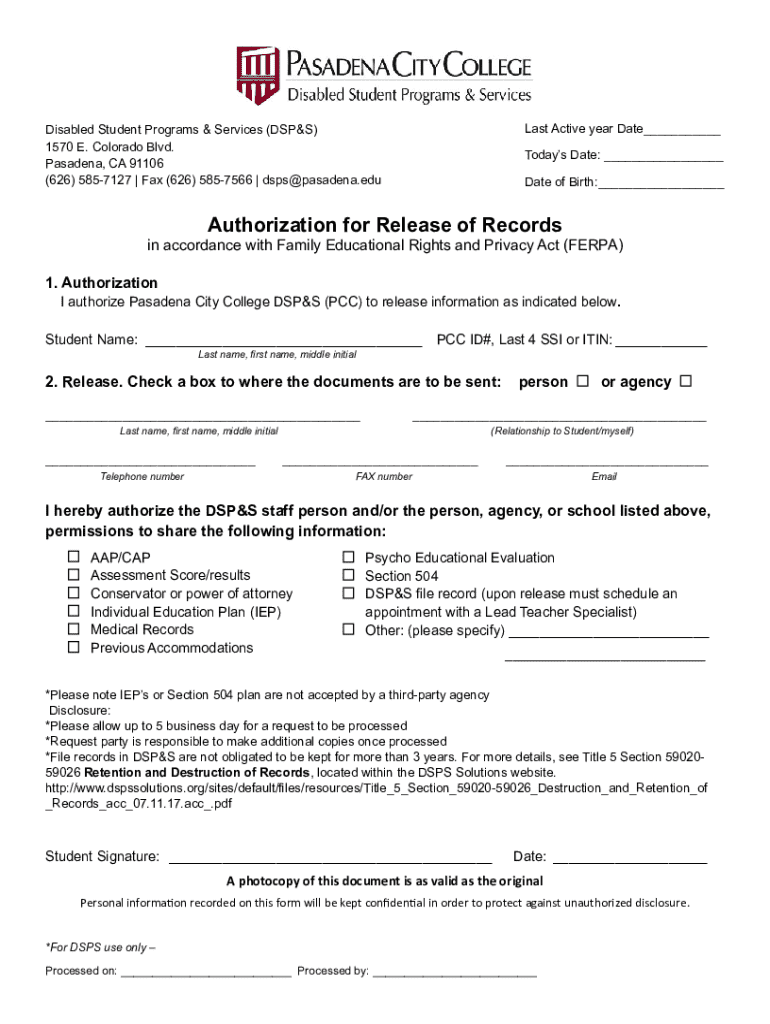 Fillable Online Authorization for Release of Records. Authorize Release of Records R1 (1) Fax ...