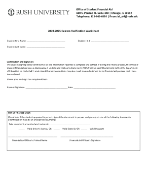 Fillable Online 2024-2025 Custom Verification Worksheet Fax Email Print - pdfFiller