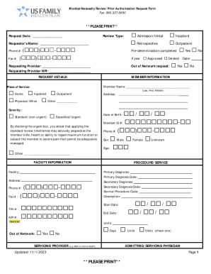 Fillable Online Medical Necessity Review/Request for Pre-authorization ...