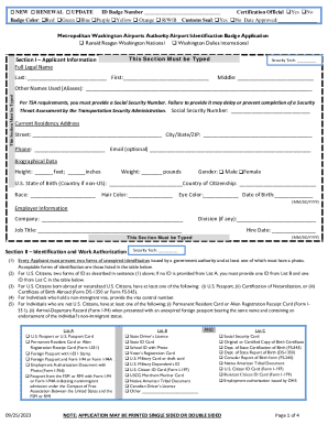 Fillable Online AIRPORT IDENTIFICATION BADGE APPLICATION Section ... Fax Email Print - pdfFiller