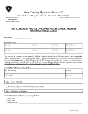 Fillable Online form #2b: residency form and affidavit for families ...