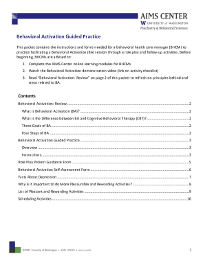 Fillable Online 15 Behavioral Activation Worksheets for Depression ...