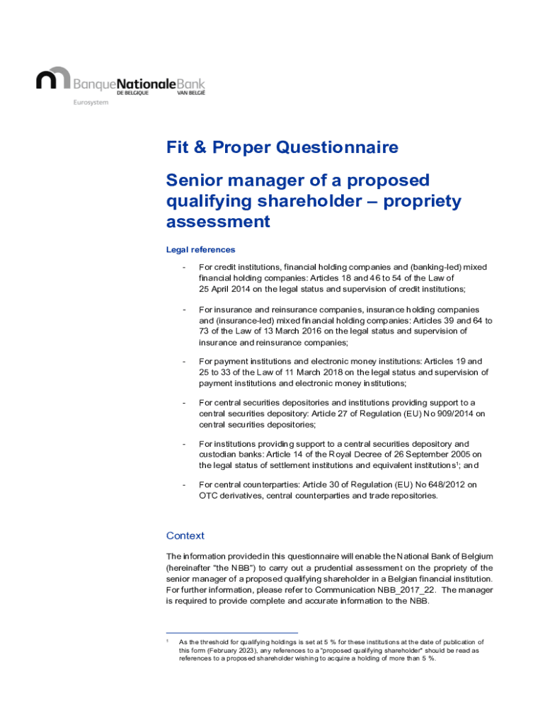 Fillable Online Fit & Proper Questionnaire Fax Email Print - pdfFiller