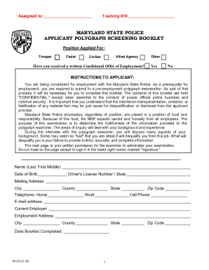 Fillable Online Department of State Police Applicants SUBJECT Fax Email ...