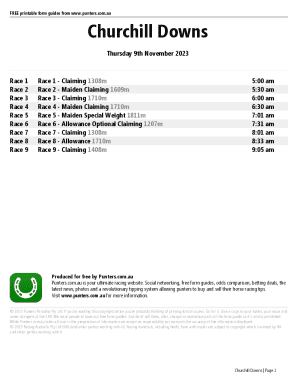 Fillable Online Churchill Downs Printable Form Guide - Thursday 9th ...