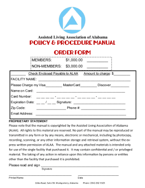 Fillable Online POLICY & PROCEDURE MANUAL ORDER FORM Fax Email Print ...
