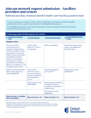 Fillable Online Join our networkUnitedHealthcare national ancillary medical benefit health care ...