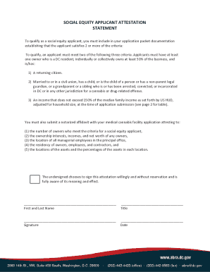 Fillable Online SOCIAL EQUITY APPLICANT ATTESTATION STATEMENT Fax Email ...