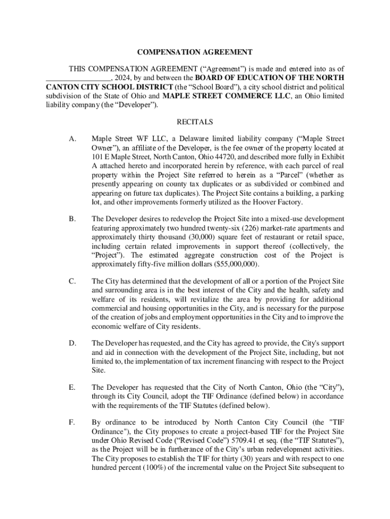 Fillable Online EXHIBIT B COMPENSATION AGREEMENT This ... Fax Email ...