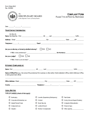 Fillable Online Disciplinary Complaint Form Fax Email Print - pdfFiller