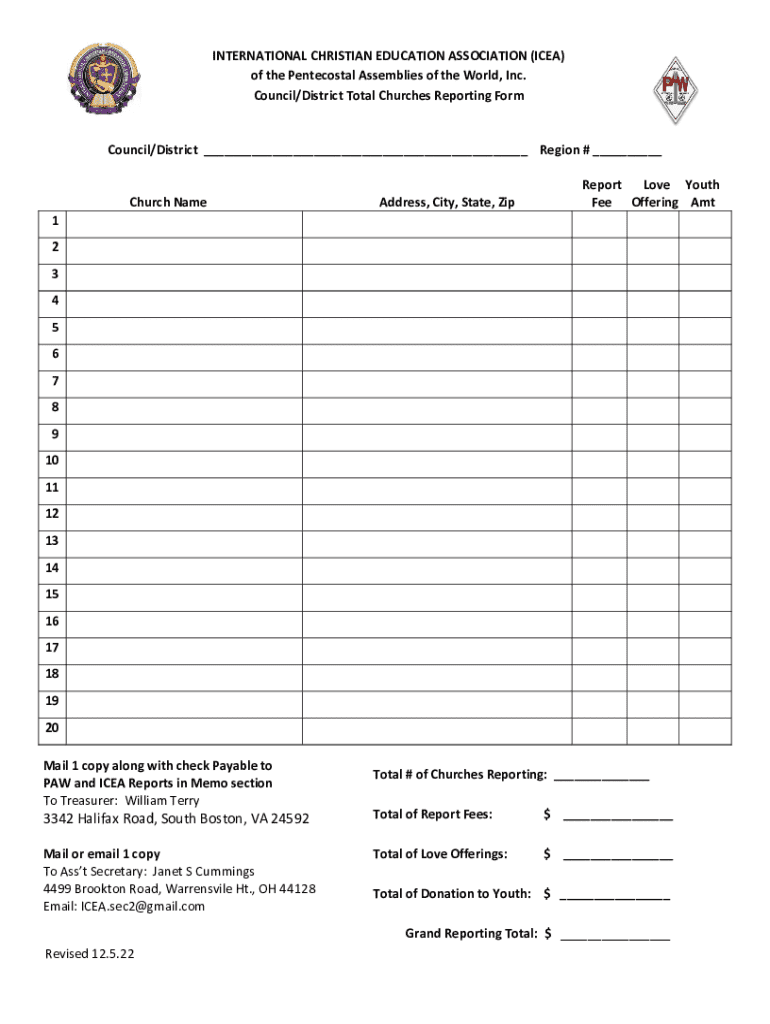 Fillable Online Total Church Reporting Form Fax Email Print - pdfFiller