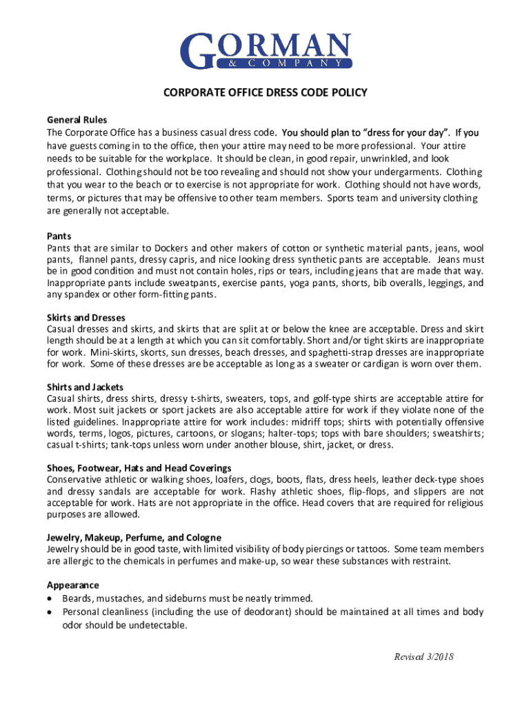 Fillable Online The Dos and Don'ts of Workplace Dress Codes Fax Email ...