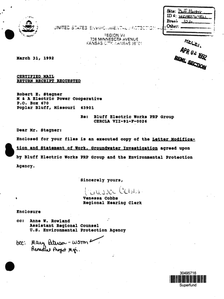 Fillable Online Letter transmitting an Executed Copy of the Letter ...