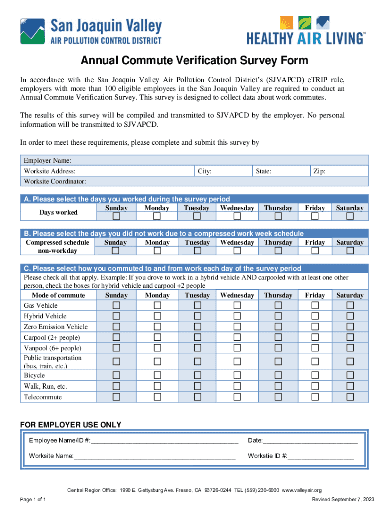 Fillable Online Annual Commute Verification Survey Form Fax Email Print ...