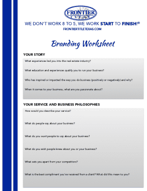 Fillable Online Branding Worksheet Fax Email Print - pdfFiller