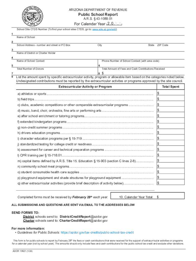 Fillable Online Public School Report ARS 43-1089.01 Fax Email Print ...