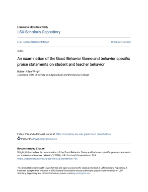 Fillable Online "An examination of the Good Behavior Game and behavior ...