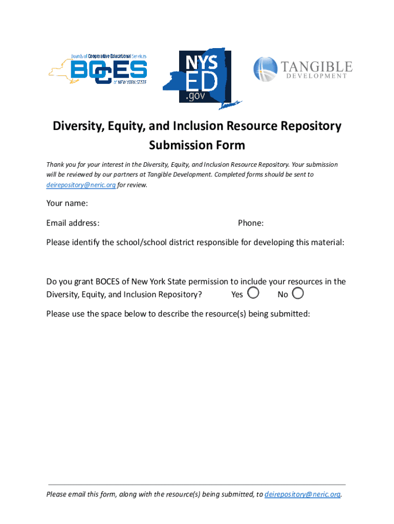 Fillable Online Diversity, Equity, and Inclusion Resource Repository ...
