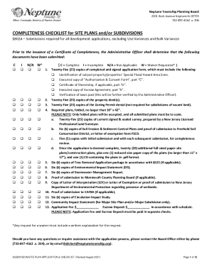 Fillable Online Site Plan and subdivision checklist and application ...