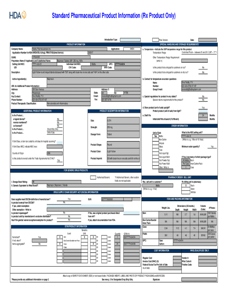 Fillable Online DSCSA: HDMA Standard Pharmaceutical Product Fax Email Print - pdfFiller