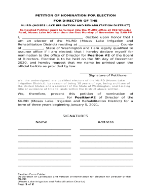 DECLARATION OF CANDIDACY AND PETITION OF ... Doc Template | pdfFiller