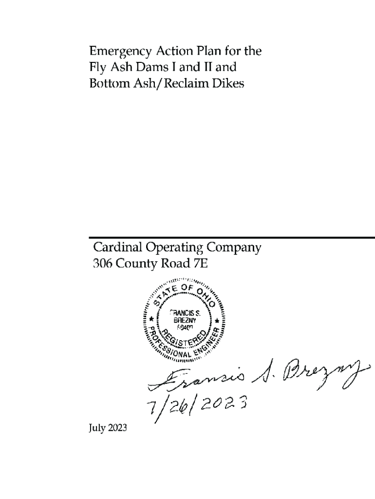 Fillable Online Emergency Action Plan for the Fly Ash Dams I and II and ...