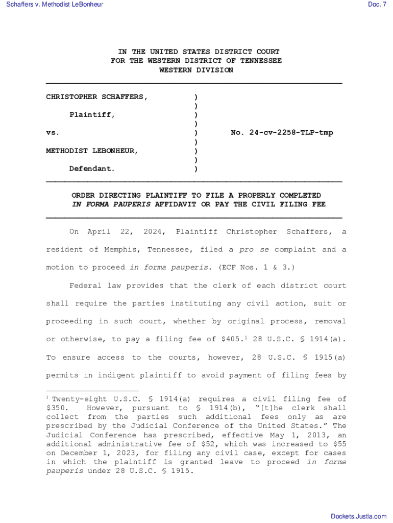 Fillable Online ORDER Directing Plaintiff to File a Properly Completed ...
