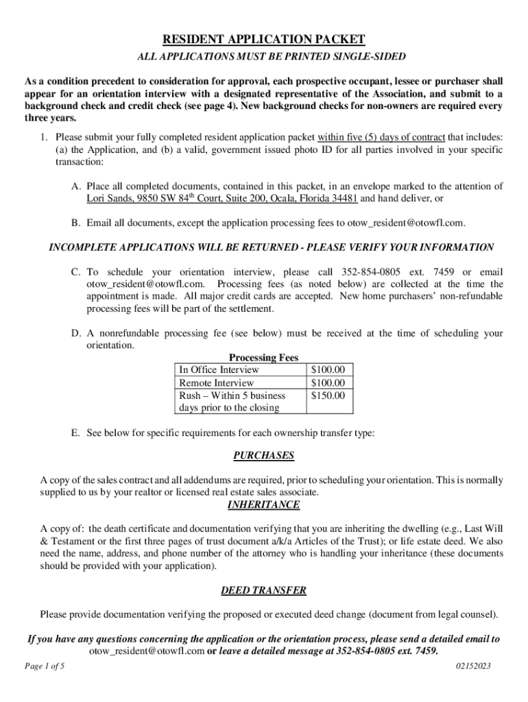 Fillable Online 1 Ten Florence Application Criteria For Prospective Residents Fax Email Print ...