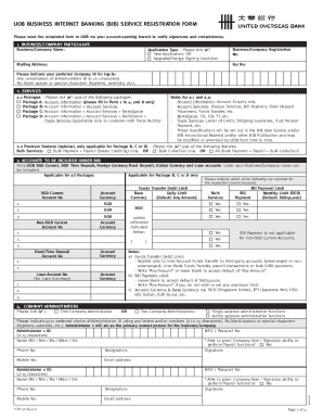 Fillable Online APPLICATION FOR UOB BUSINESS INTERNET BANKING ... Fax ...