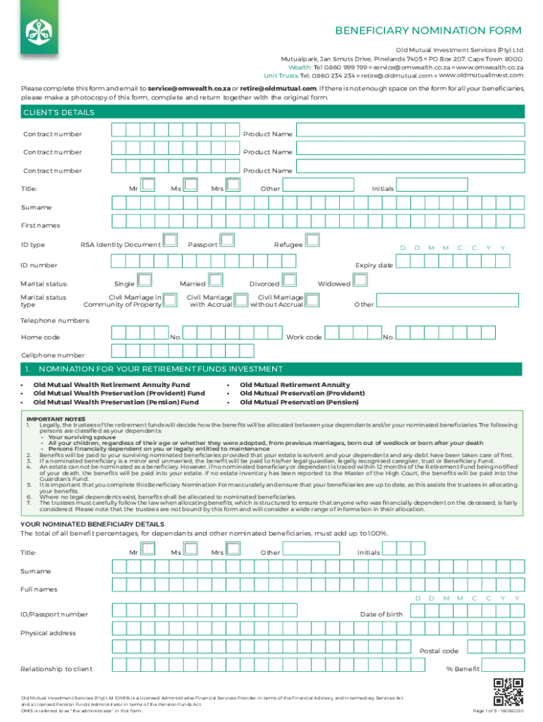 Fillable Online Old Mutual Retirement switching form Fax Email Print ...