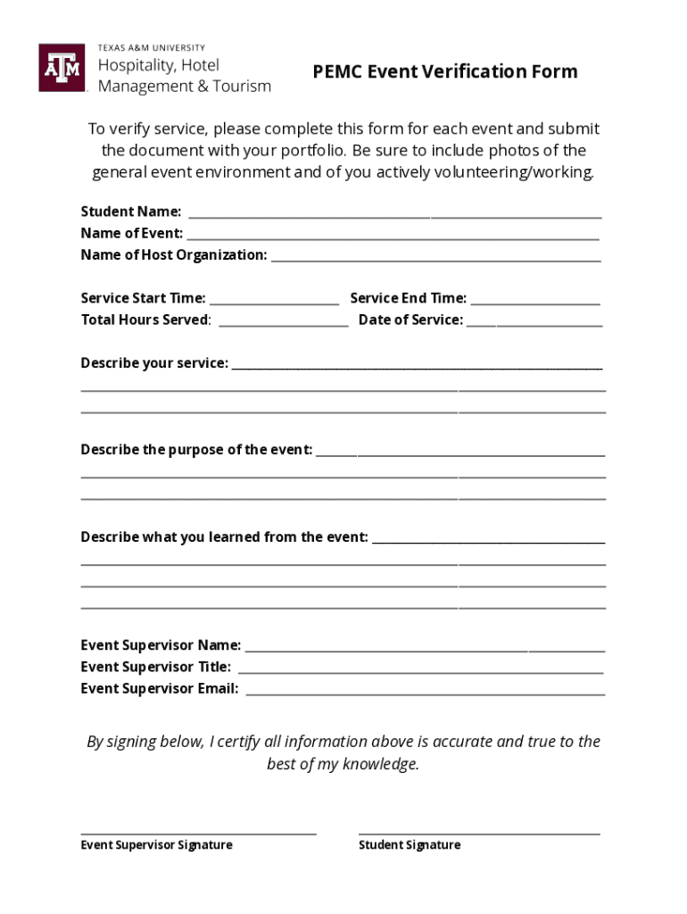 Fillable Online Professional Event Management Certificate Fax Email ...