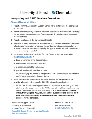 Fillable Online ASL/CART Student Responsibilities and Policies ...