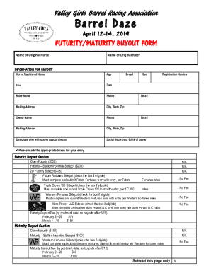Fillable Online FUTURITY/MATURITY BUYOUT FORM Fax Email Print - pdfFiller