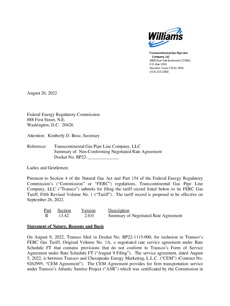 Fillable Online Summary of Non-Conforming Negotiated Rate Agreement Fax ...
